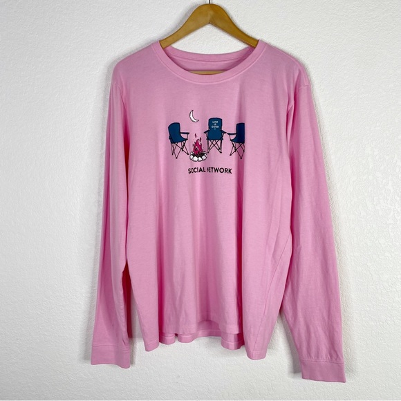 Life Is Good | Tops | Life Is Good Pink Social Network Camping Outdoors ...